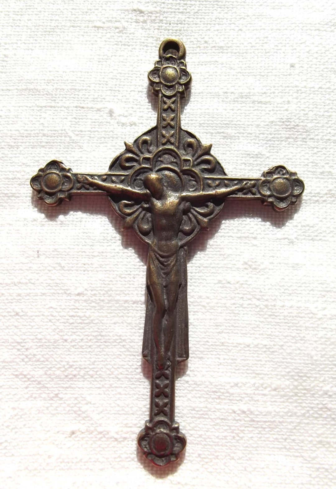 Bronze Renaissance Double Sided Crucifix W Our Lady of Mt Mount Carmel ...