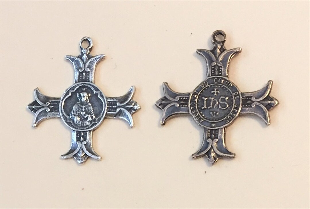 Sacred Heart Cross With IHS Catholic Medal - Etsy