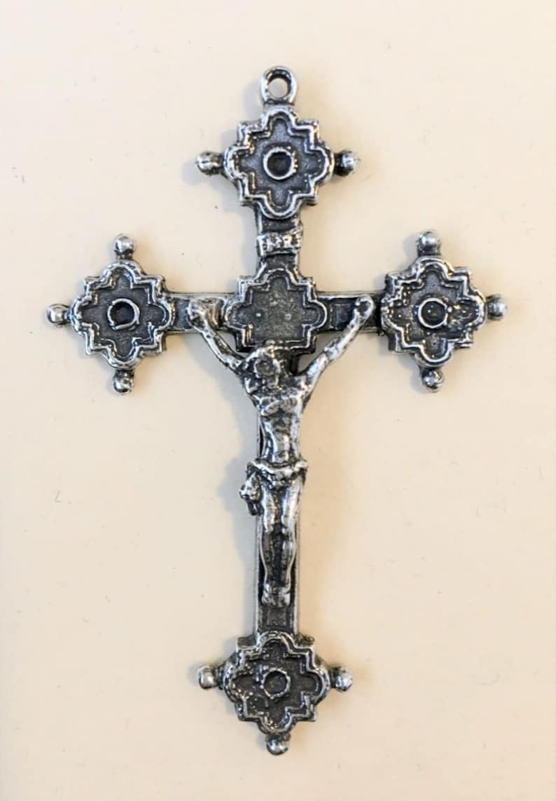 Gothic Crucifix Catholic Large Rosary Medal Necklace Supply Part - Etsy