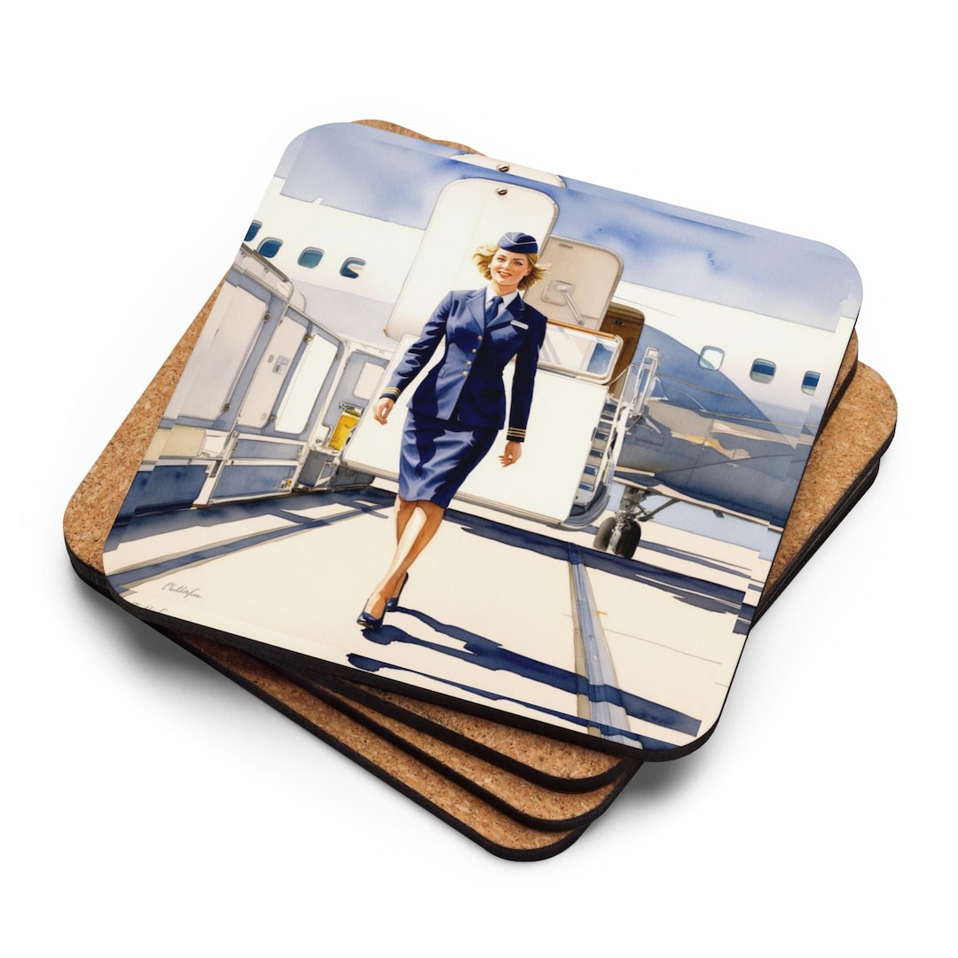 Flight Attendant Gifts, Retro Stewardess, Coasters, Unique Gifts for ...