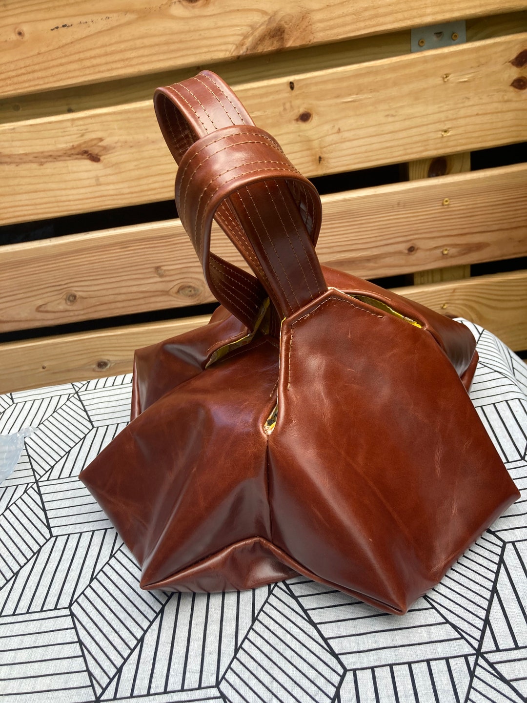 Origami Leather Handbag in Chestnut - Etsy
