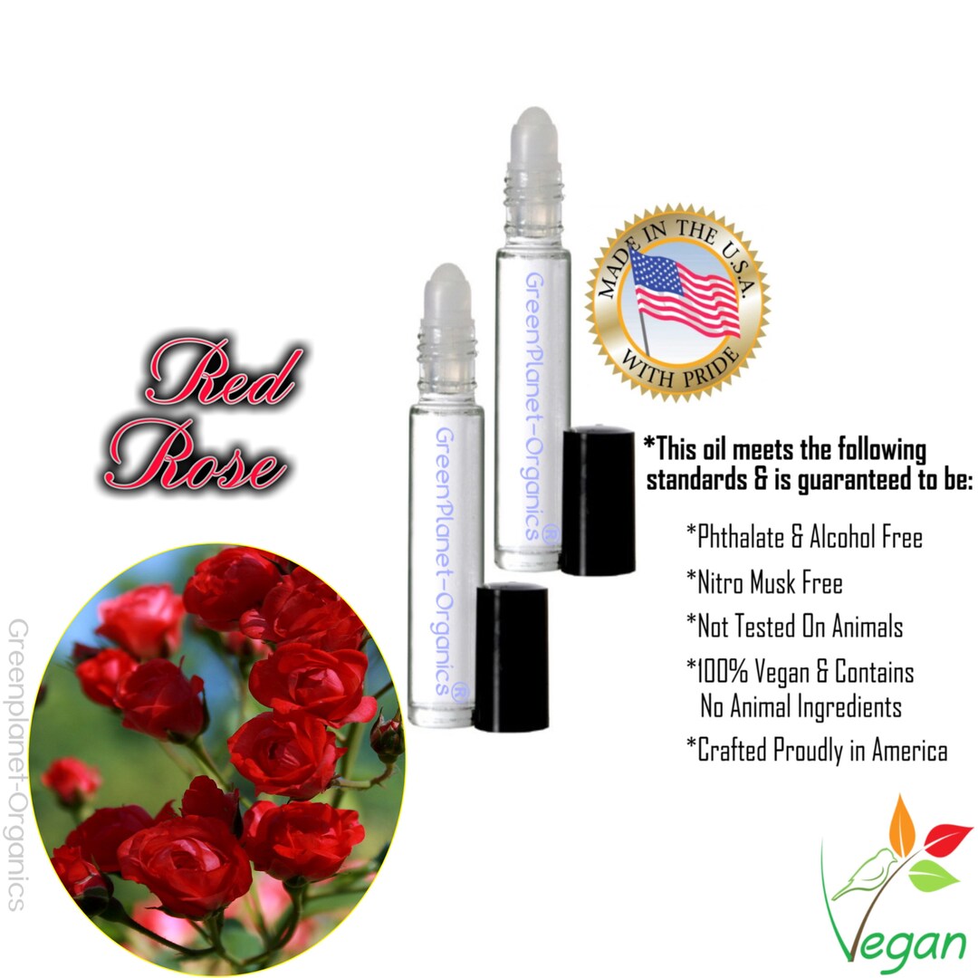 Red Rose Perfume Oil .33 Oz Roll on made in USA, Phthalate Free & Vegan ...