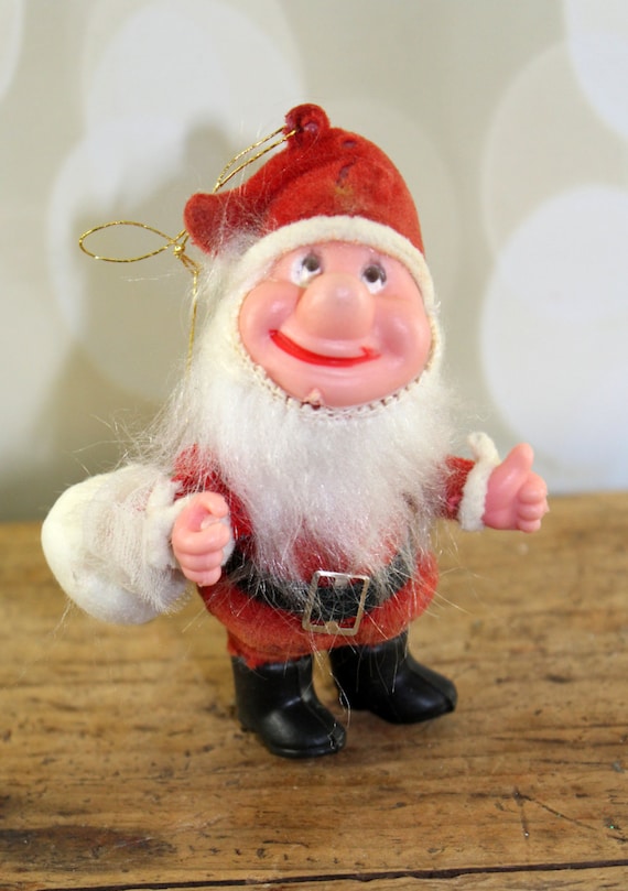 Vintage Flocked Santa, Mid Century, Santa Claus, Collectible, kitsch ...