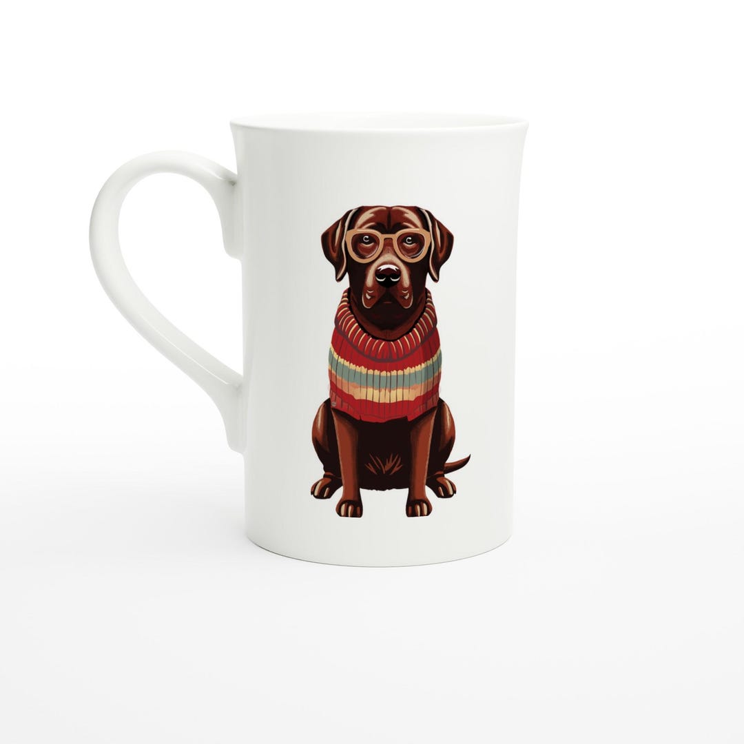 Retro Chocolate Labrador Mug – 10oz Porcelain Dog Lover Cup, Cozy ...