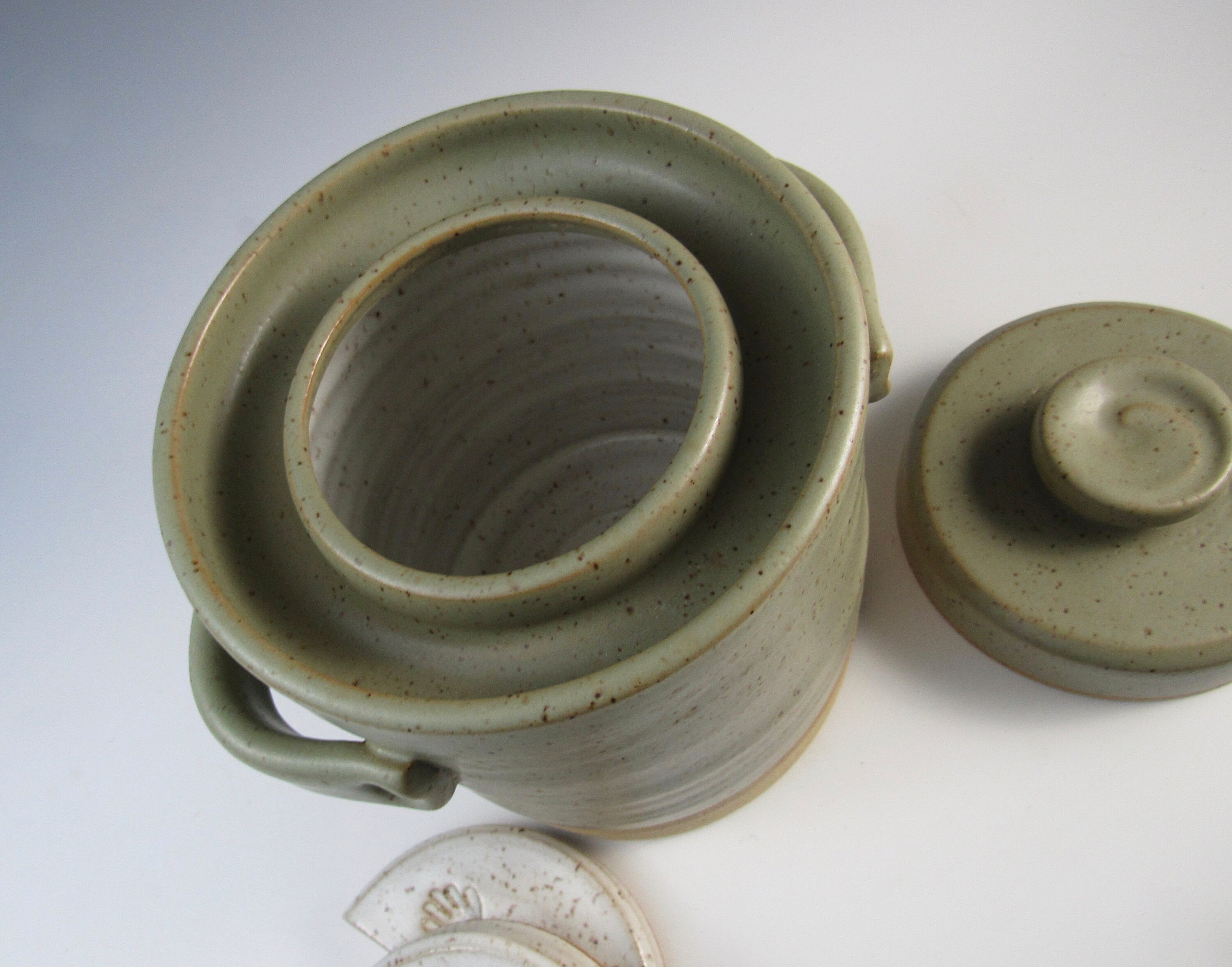 Handmade Fermentation Crock: 1 1/2 Quart Ceramic Crock With Weights - Etsy
