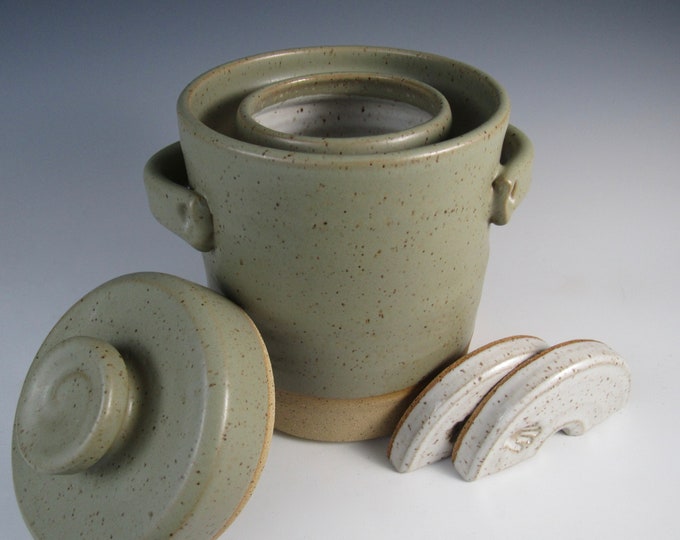 Handmade Fermentation Crock: 1 1/2 Quart Ceramic Crock With Weights - Etsy