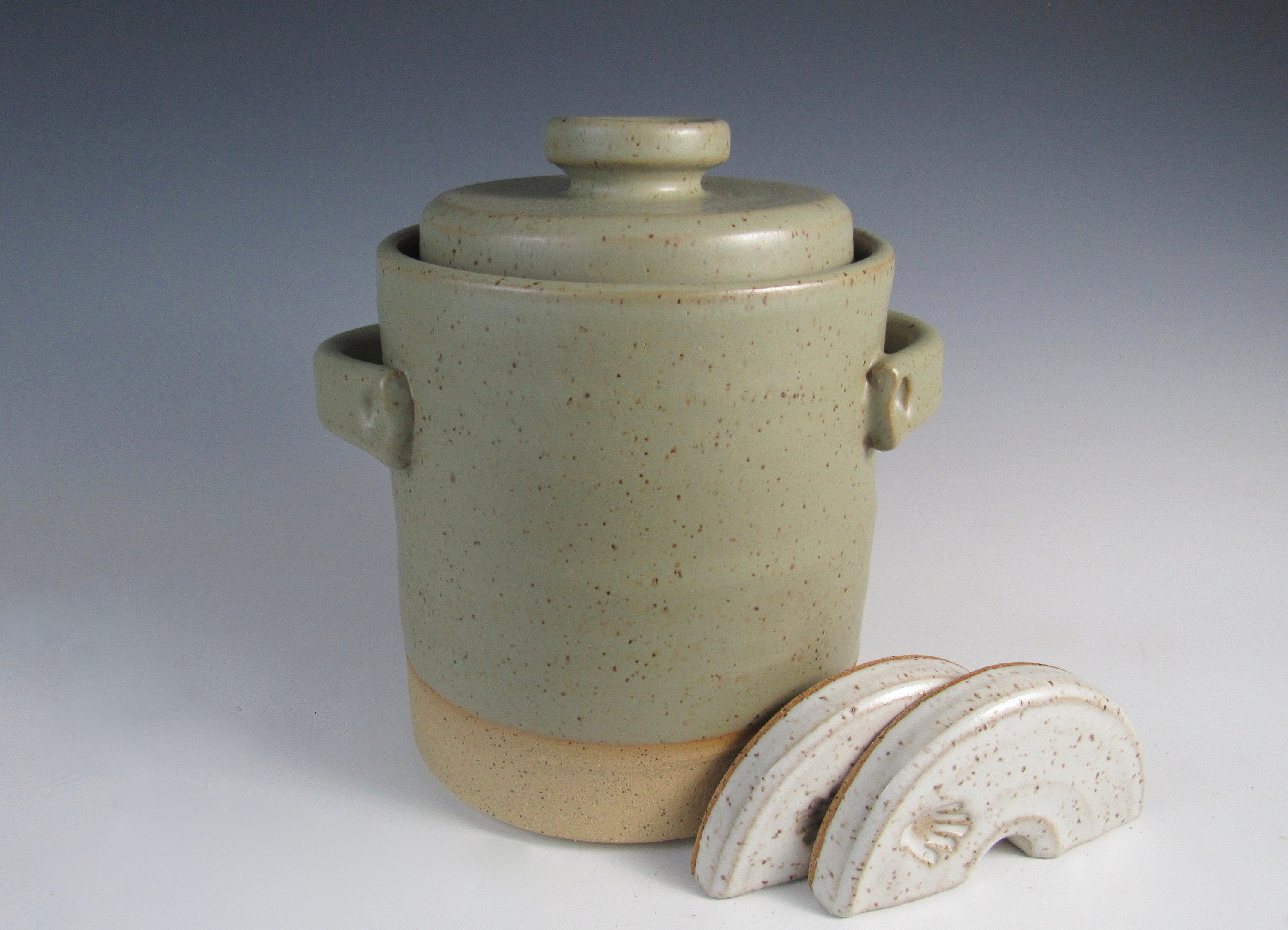 Handmade Fermentation Crock: 1 1/2 Quart Ceramic Crock With Weights - Etsy