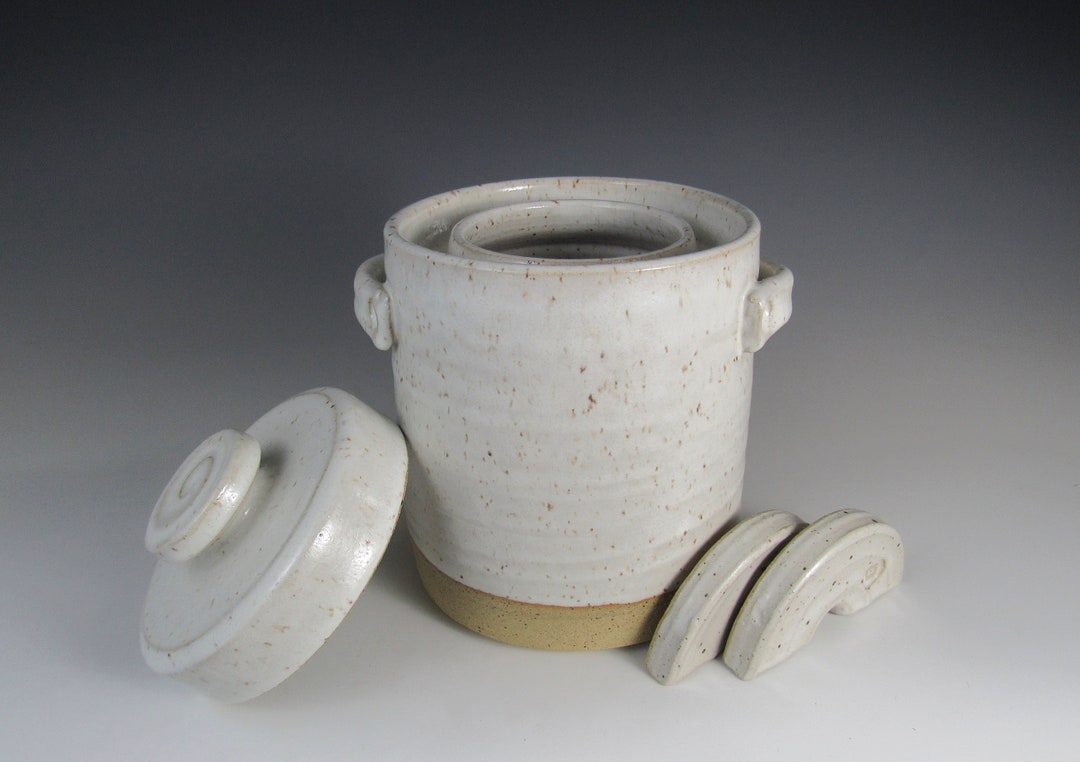 Handmade Fermentation Crock With Weights: 1 1/2 Quart Kimchi Crock - Etsy