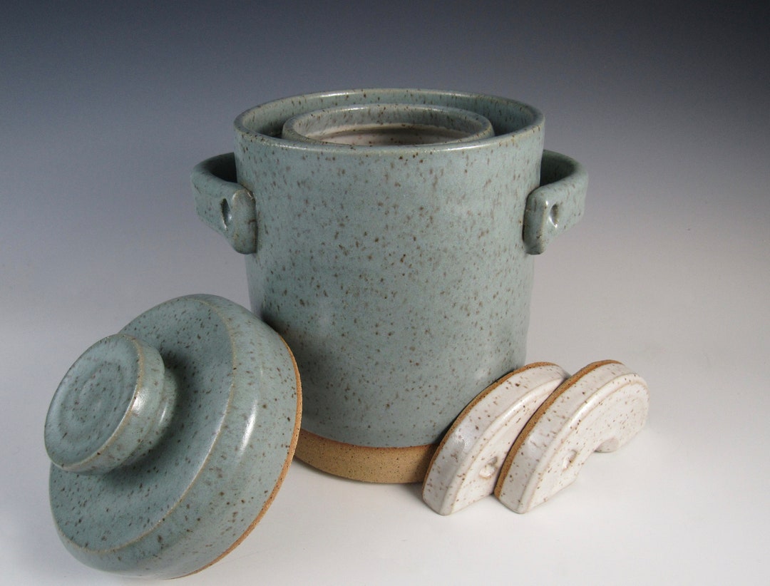 Handmade Fermentation Crock: 1.5 Quart Ceramic Kimchi Crock With ...