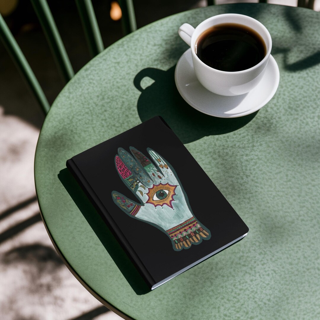 Witchy Grimoire Journal: Hamsa Palm, Evil Eye Watercolor - Dark Magic ...