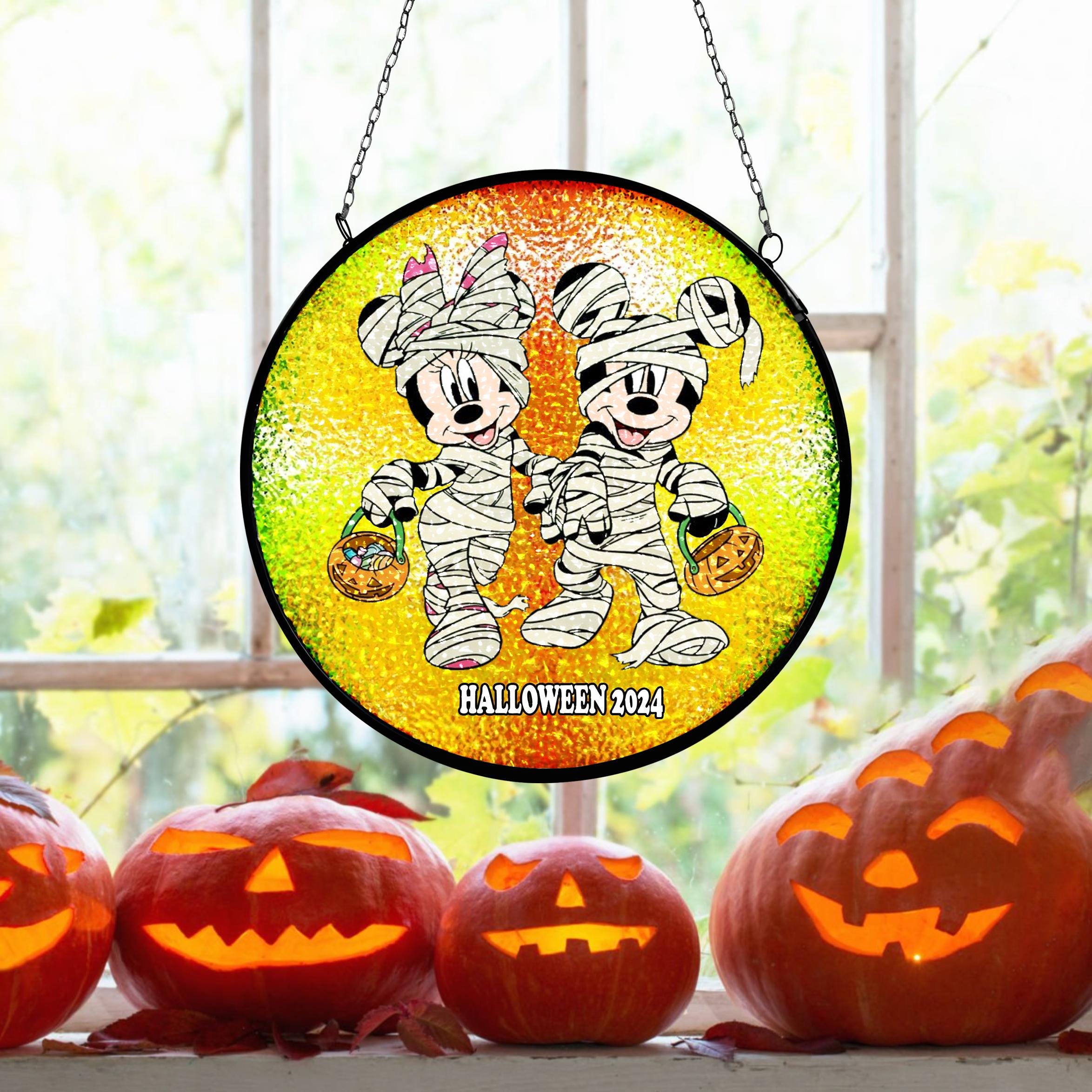 Disney Mickey Minnie Mouse Stained Glass Suncatcher, Halloween Disney ...
