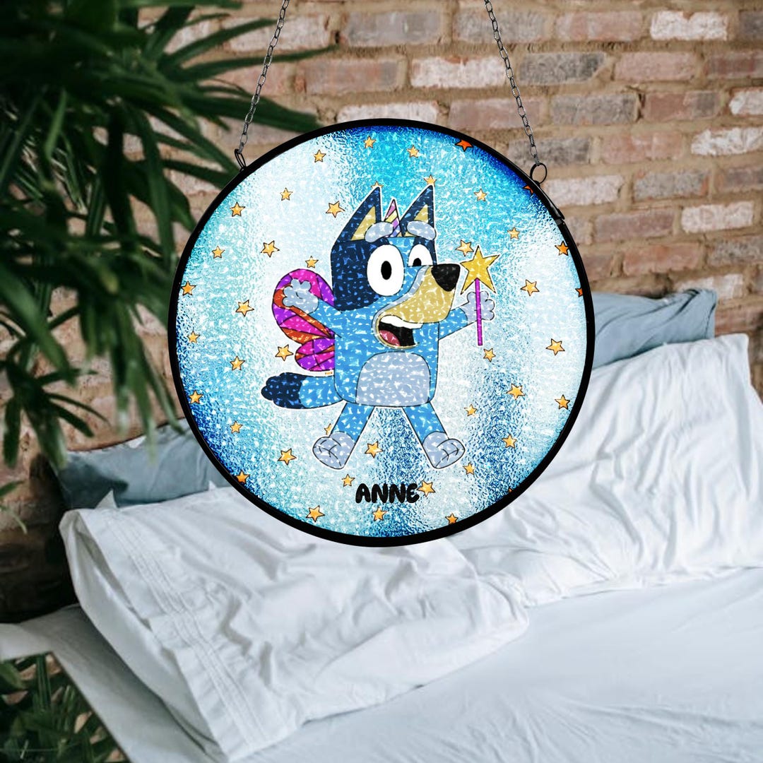 Bluey Angel Stained Glass Suncatcher, Bluey Star Suncatcher, Window ...