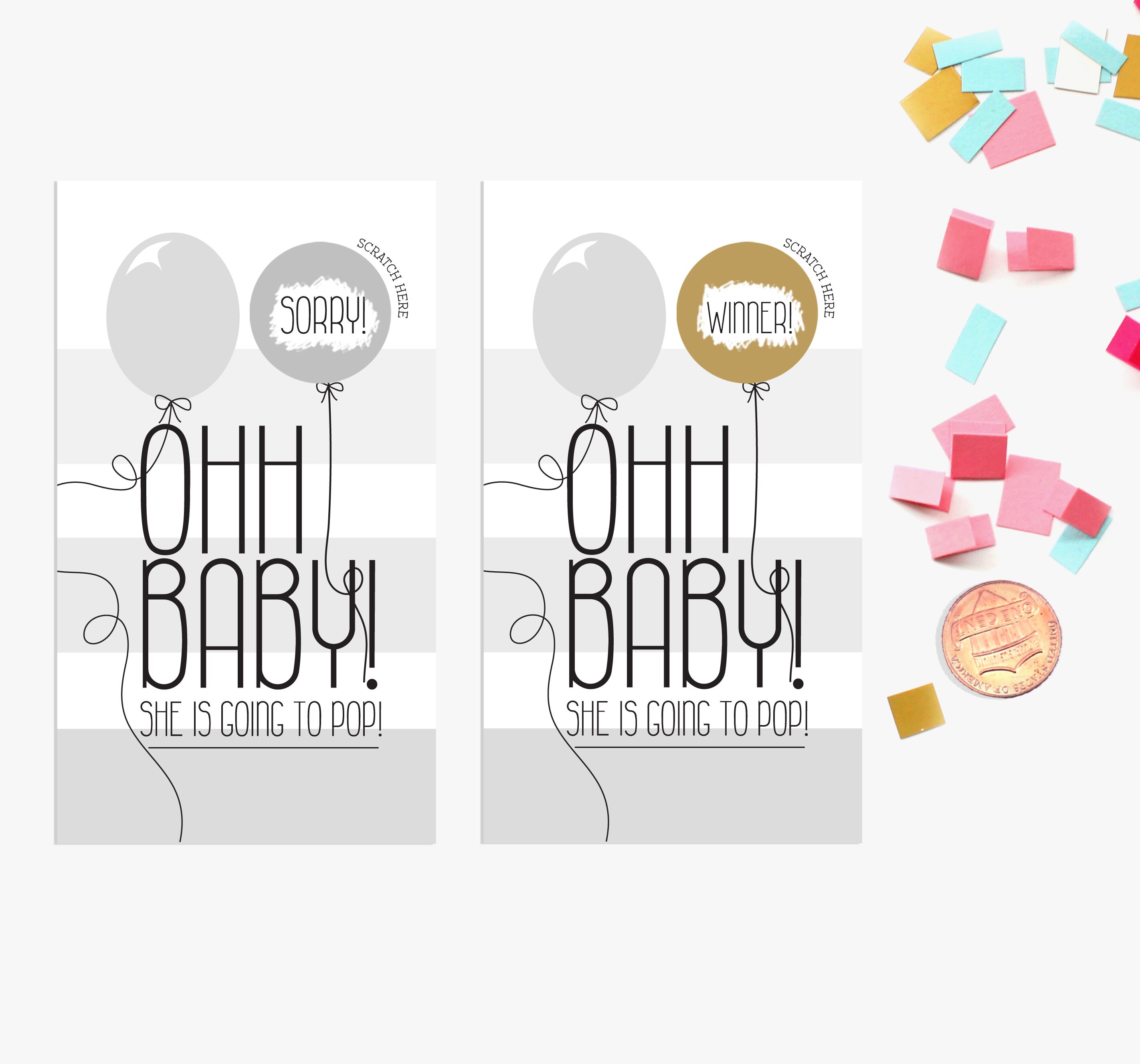 10 Gold Ohh Baby Balloon She Is Going to POP Scratch Off Game Cards ...
