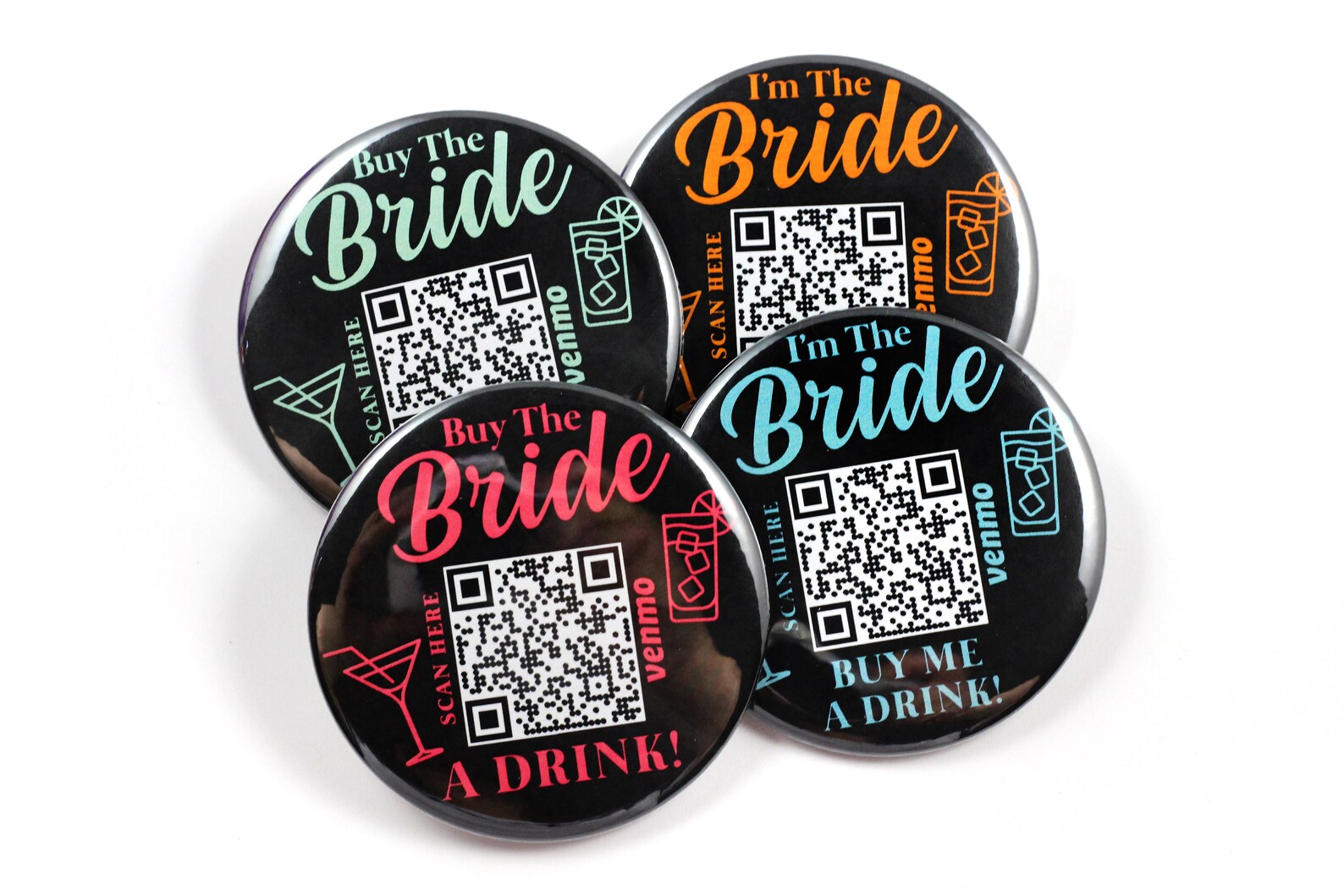 Custom QR Code Bachelorette Buttons - Bridal Shower Buttons - Bride ...