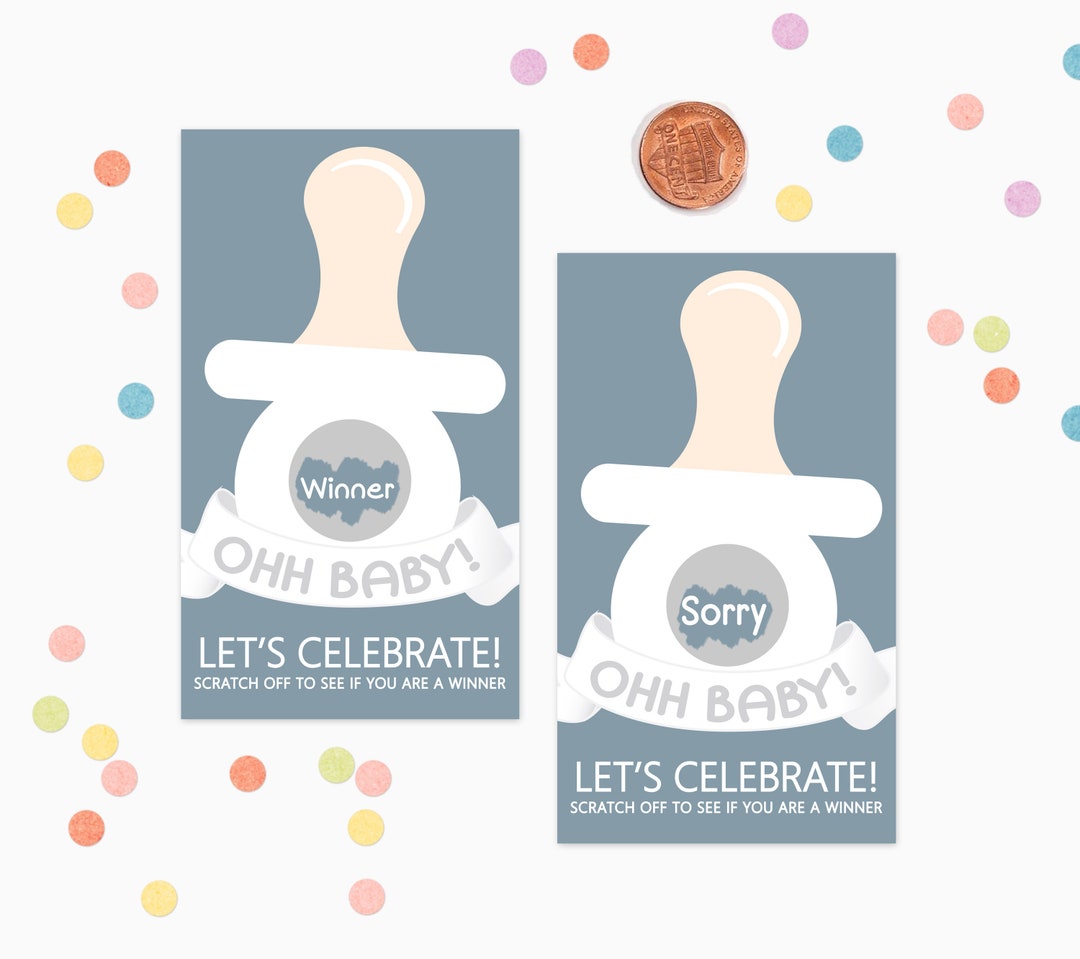 10 French Blue Binky Scratch off Game Cards - Baby Shower Game - Etsy