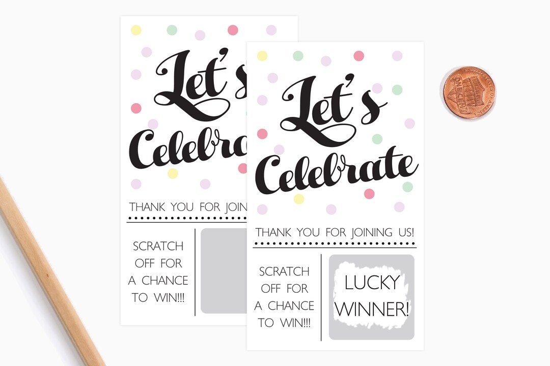 10 Confetti Scratch off Game Cards Let's Celebrate - Birthday Party ...