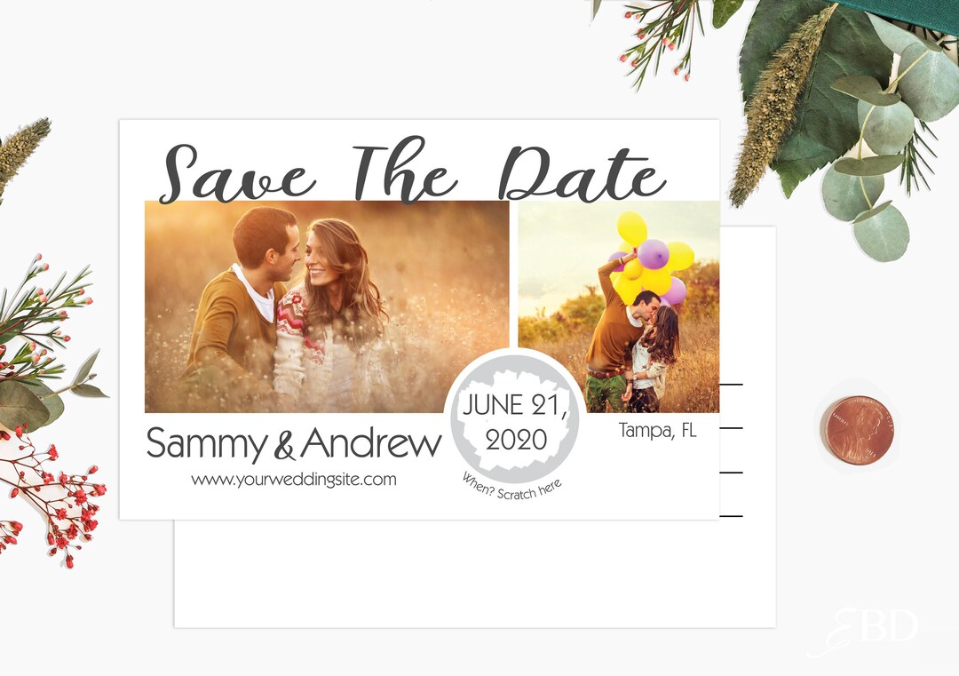 Scratch off Save the Date Cards - Postcard Style Save the Date - Custom ...