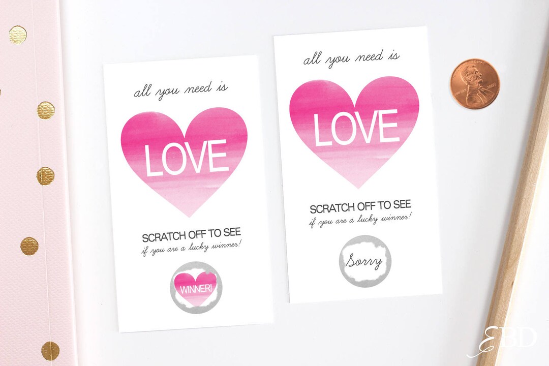 Pink Heart Watercolor Bridal Shower Scratch off Cards - Bridal Shower ...