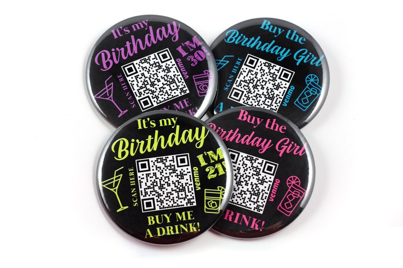 Custom QR Code Pin Back Button 21st Birthday Buy the - Etsy