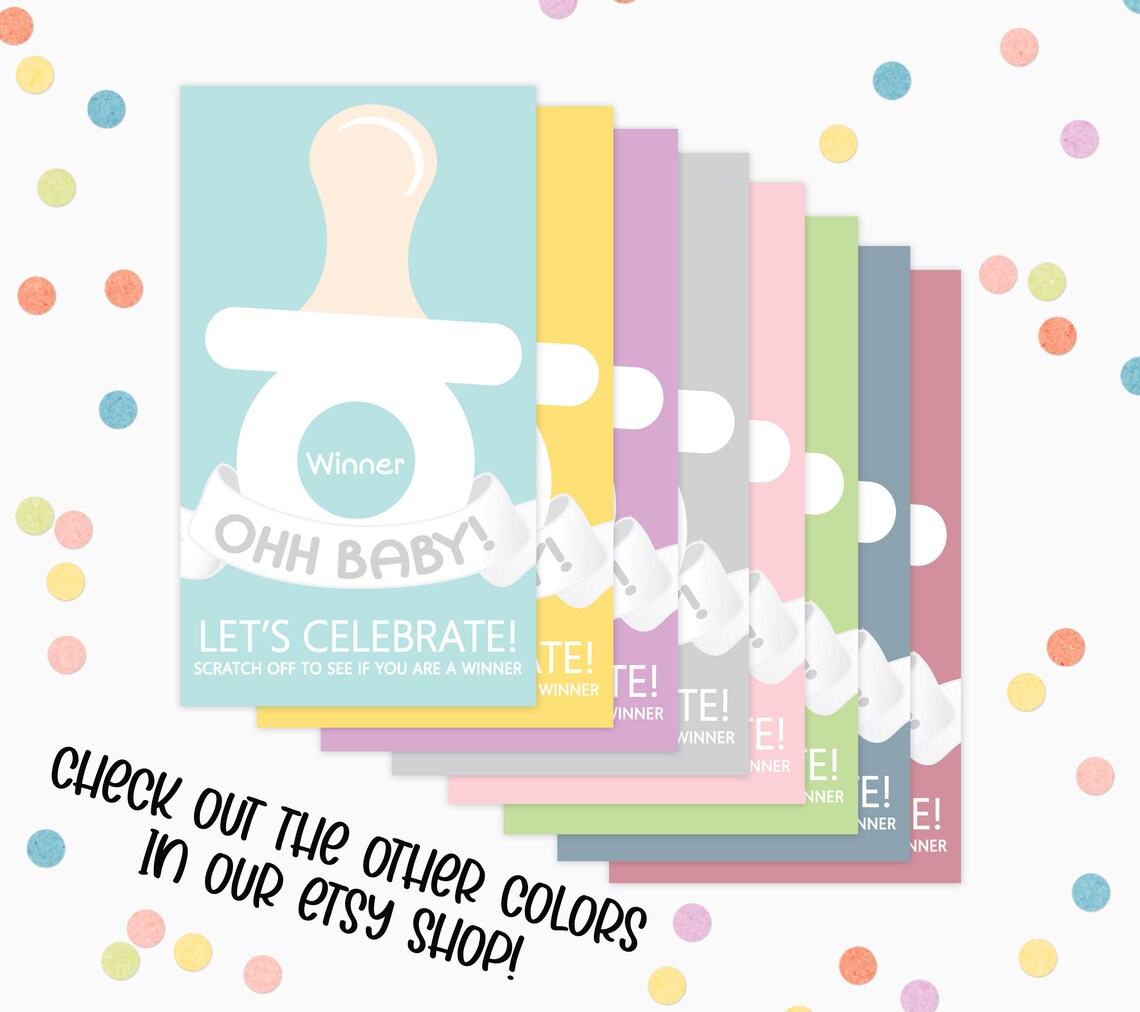 10 Green Binky Scratch off Game Cards Baby Shower Game - Etsy