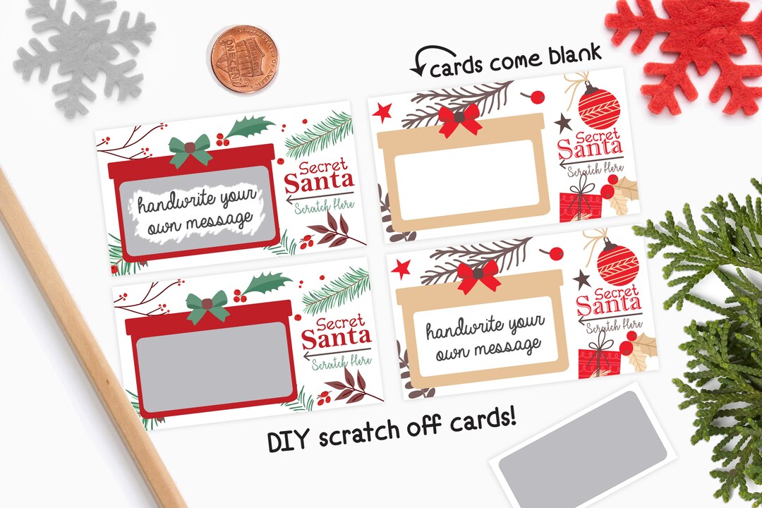 10 Secret Santa Scratch off Card Secret Santa Gift Exchange Holiday Party - Etsy