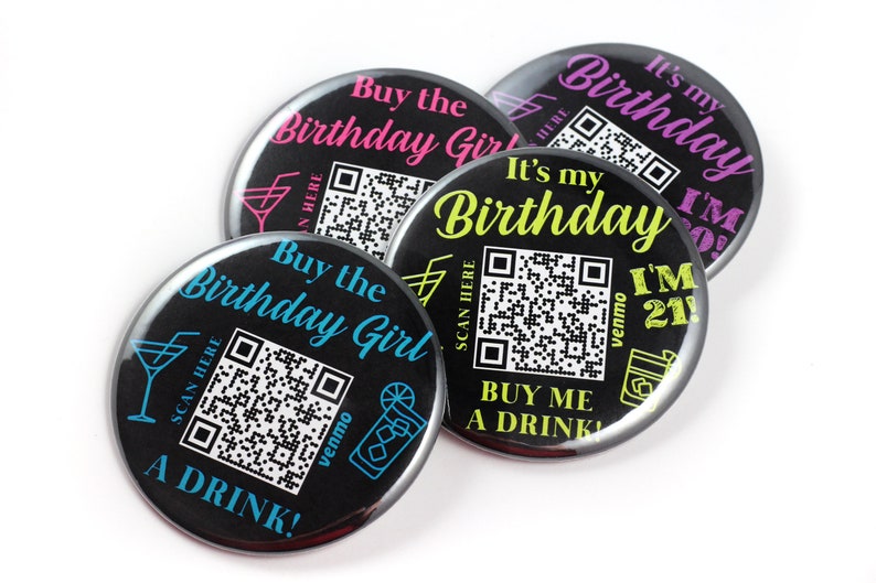Custom QR Code Pin Back Button 21st Birthday Buy the - Etsy