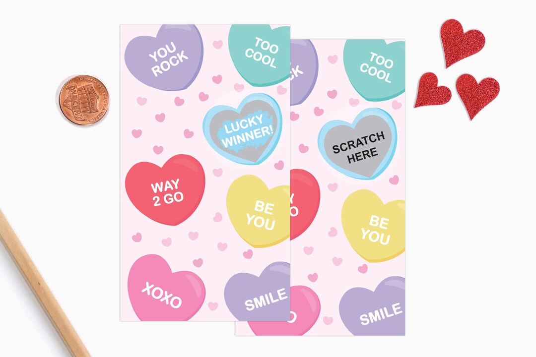 10 Valentine's Day Scratch off Game Cards - Classroom Party Game - Etsy