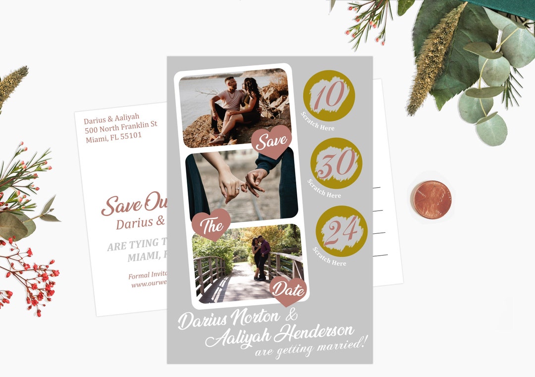 Scratch off Save the Date Cards Postcard Style Save the Date Custom ...