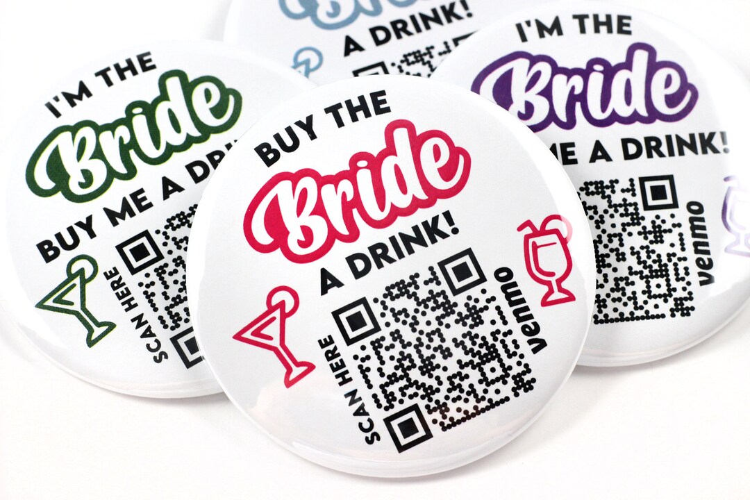 Custom QR Code Bachelorette Buttons - Bridal Shower Buttons - Bride ...
