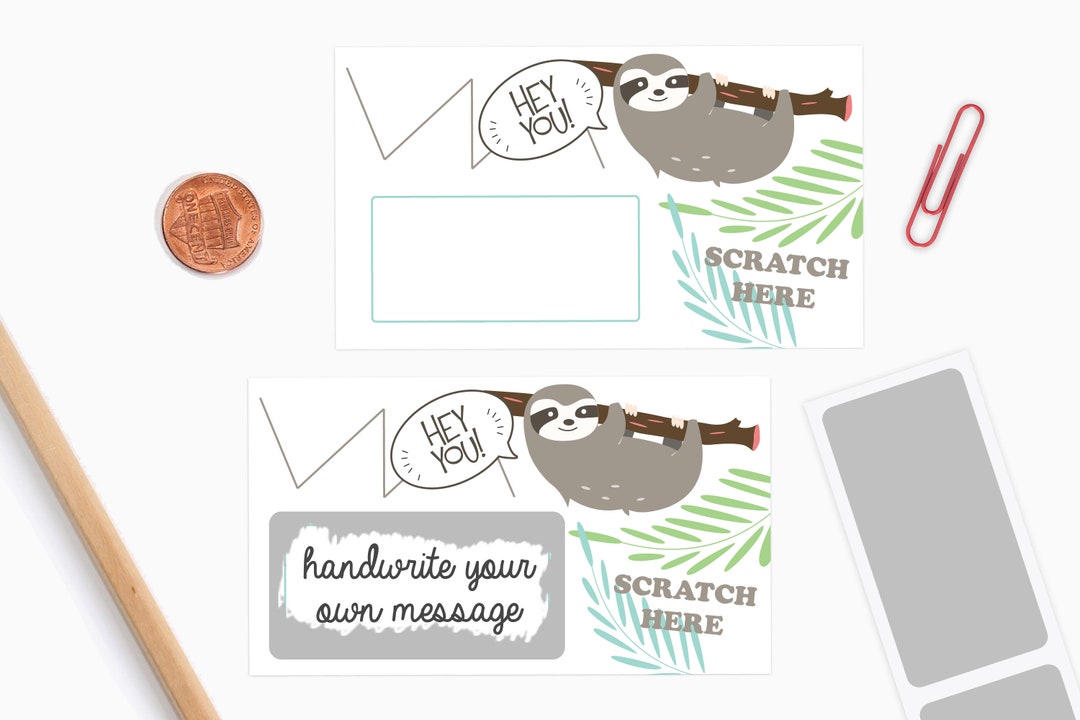 10 DIY Scratch off Cards Sloth - Secret Message - Scratch off Notes ...