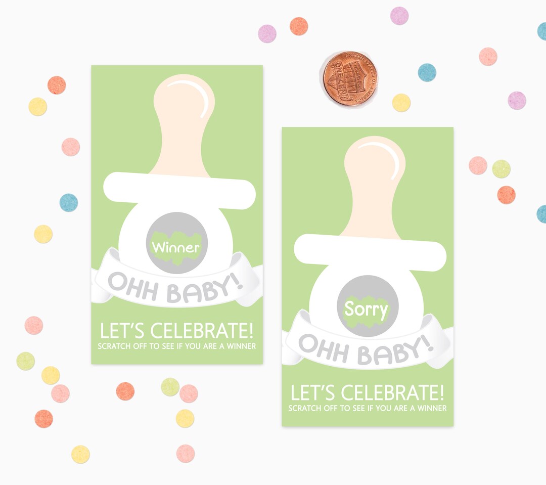 10 Green Binky Scratch off Game Cards - Baby Shower Game - Etsy
