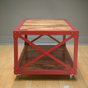 Industrial Style Riveted Steel and Reclaimed Wood Coffee Table.rustic ...