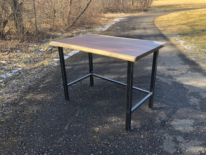 Live Edge Desk Wood and Steel Small Computer Desk Home - Etsy