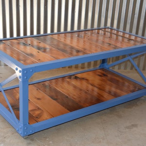 Industrial Style Riveted Steel and Reclaimed Wood Coffee Table - Etsy