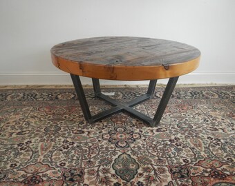 Industrial Style Riveted Steel and Reclaimed Wood Coffee Table | Etsy