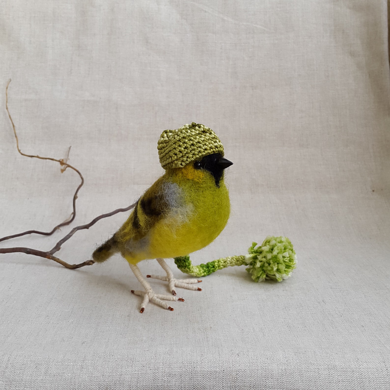 Needle Felted Birds Felted Birds in a Hat Siskin Needle - Etsy
