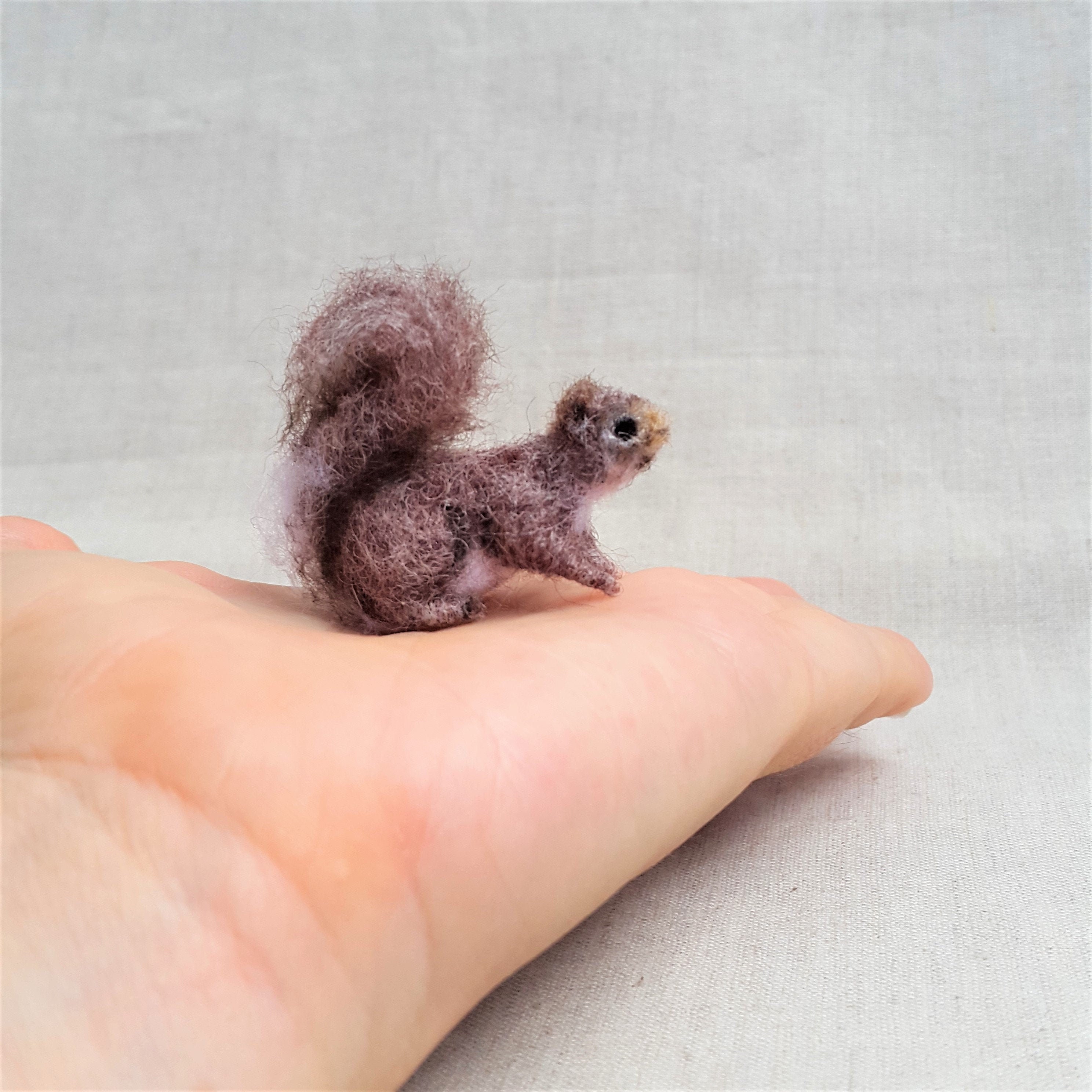 Micro Squirrel Gray Felt Toy Handmade Doll Soft Sculpture OOAK - Etsy UK