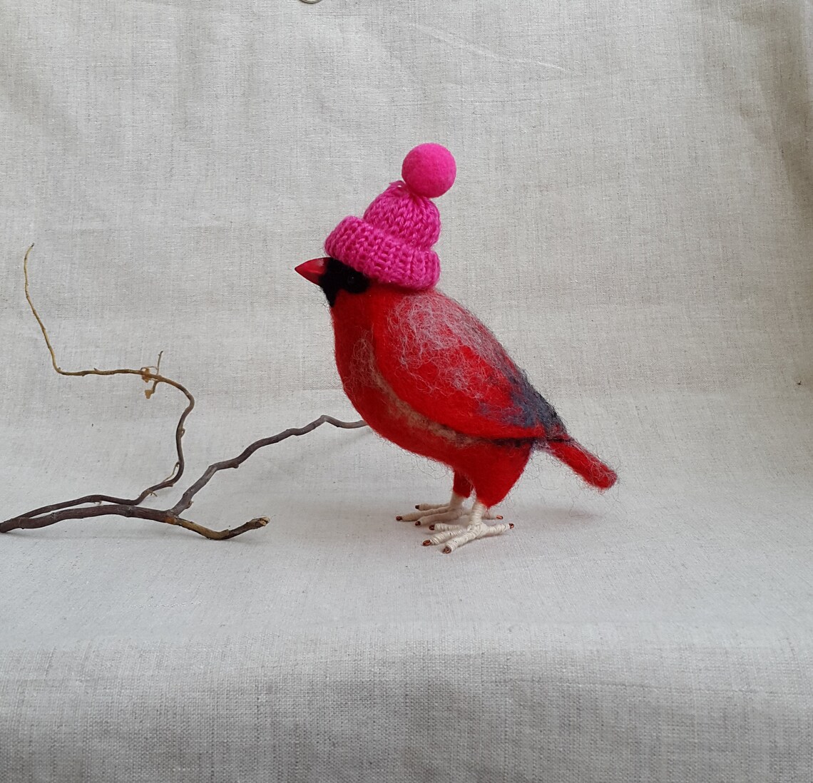 Needle Felted Birds Felted Birds in a Hat Cardinal Needle - Etsy