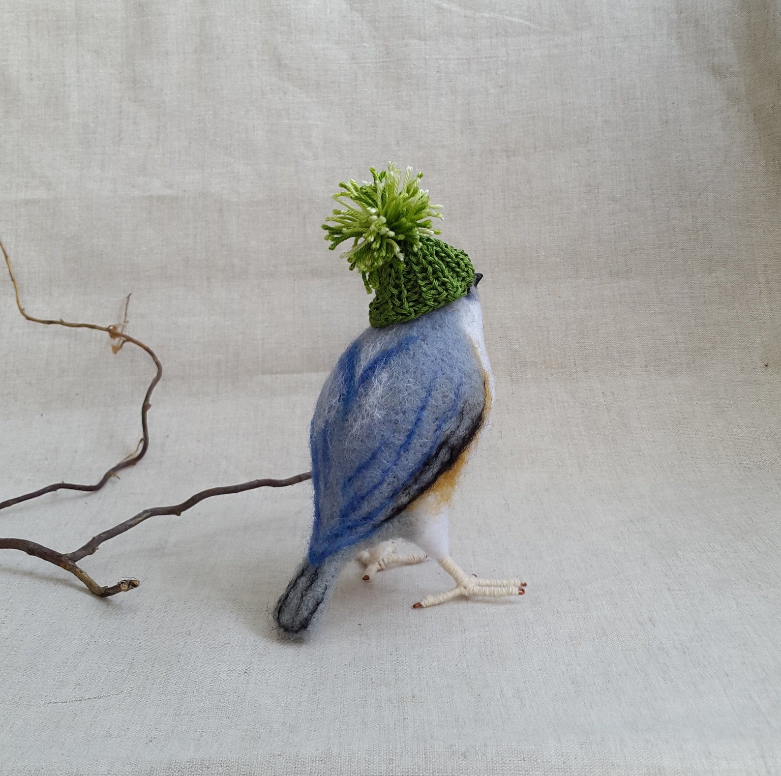 Needle Felted Birds Felted Birds in a Hat Tufted Titmouse - Etsy