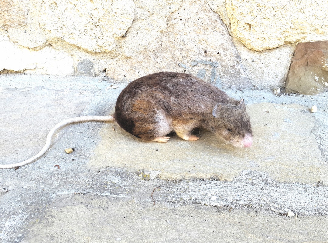 Rat Gray Felt Toys Needle Wool Animals Sculpture Felted Rat Handmade ...