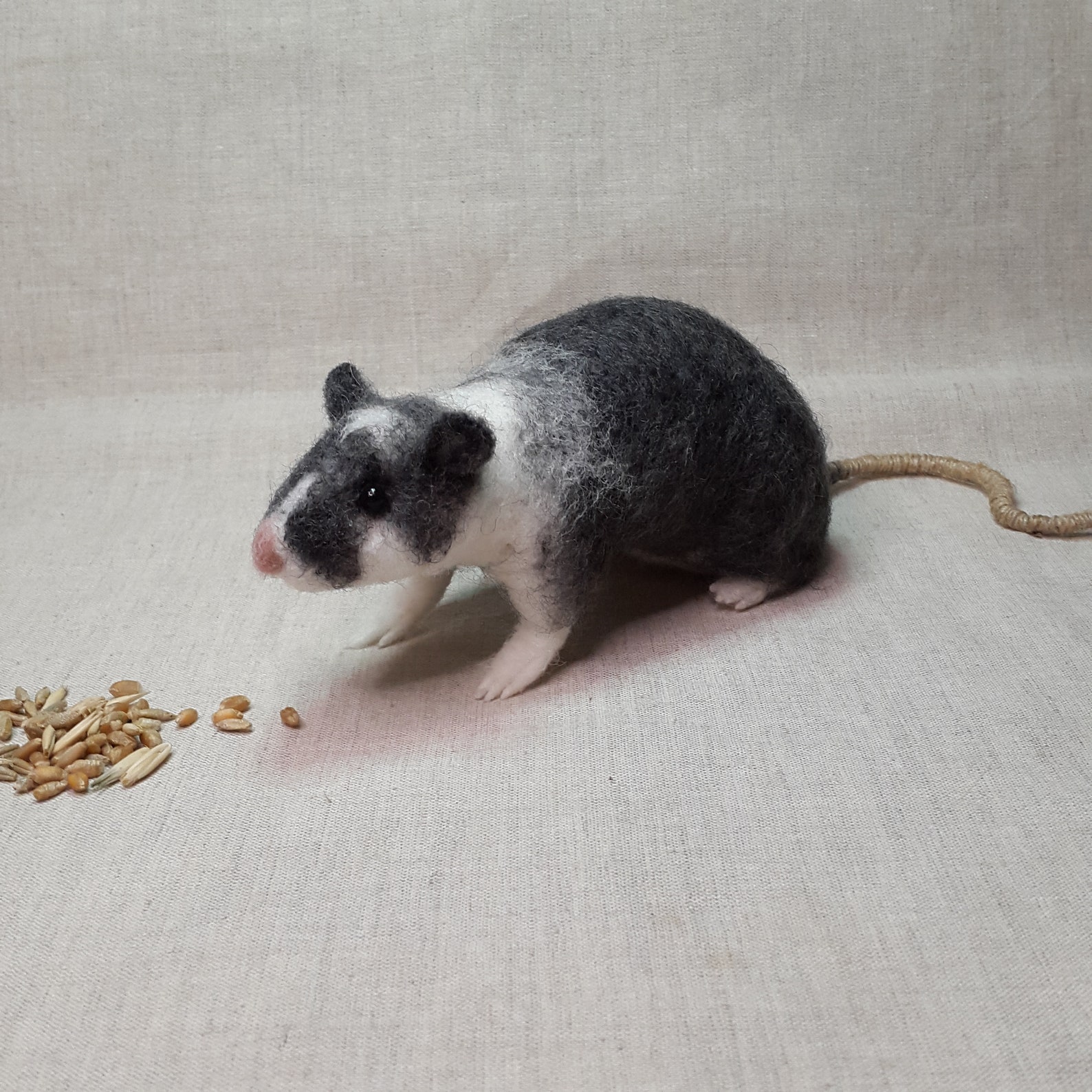 Rat Gray Felt Toys Needle Wool Animals Sculpture Felted Rat Handmade ...