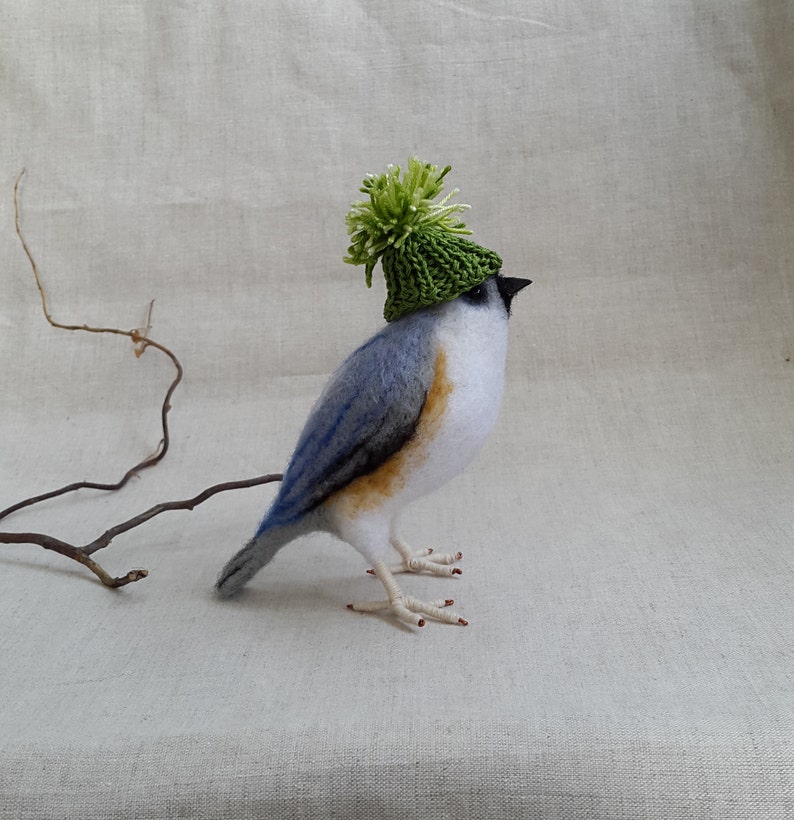 Needle Felted Birds Felted Birds in a Hat Tufted Titmouse - Etsy