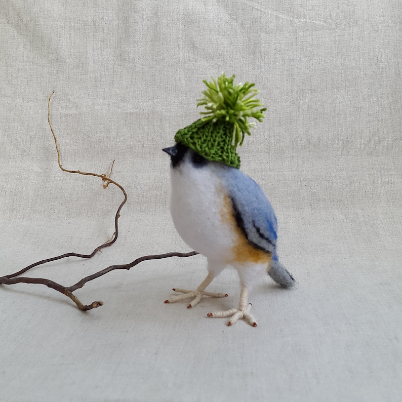 Needle Felted Birds Felted Birds in a Hat Tufted Titmouse - Etsy