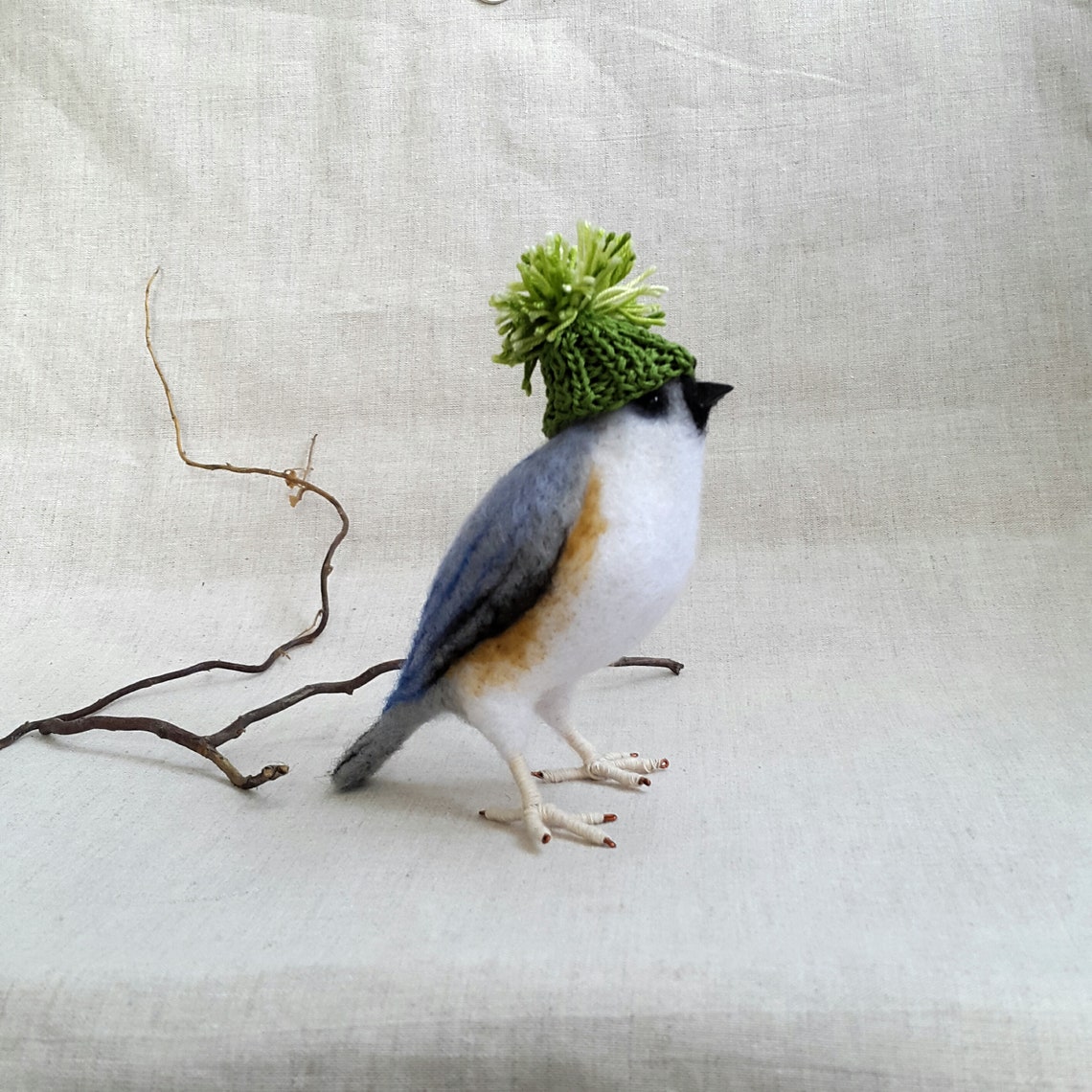 Needle Felted Birds Felted Birds in a Hat Tufted Titmouse - Etsy