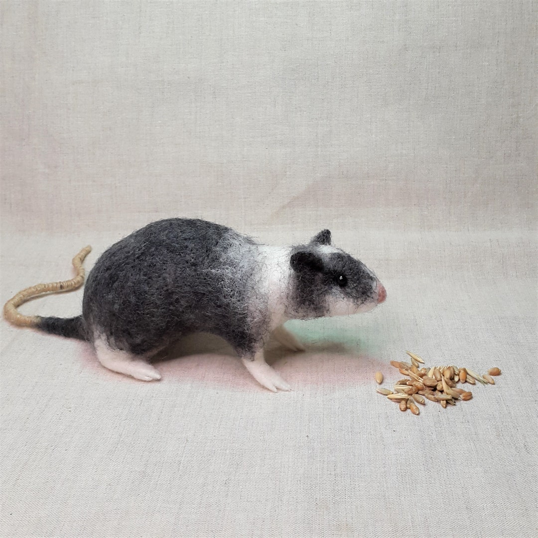 Rat Gray Felt Toys Needle Wool Animals Sculpture Felted Rat Handmade ...
