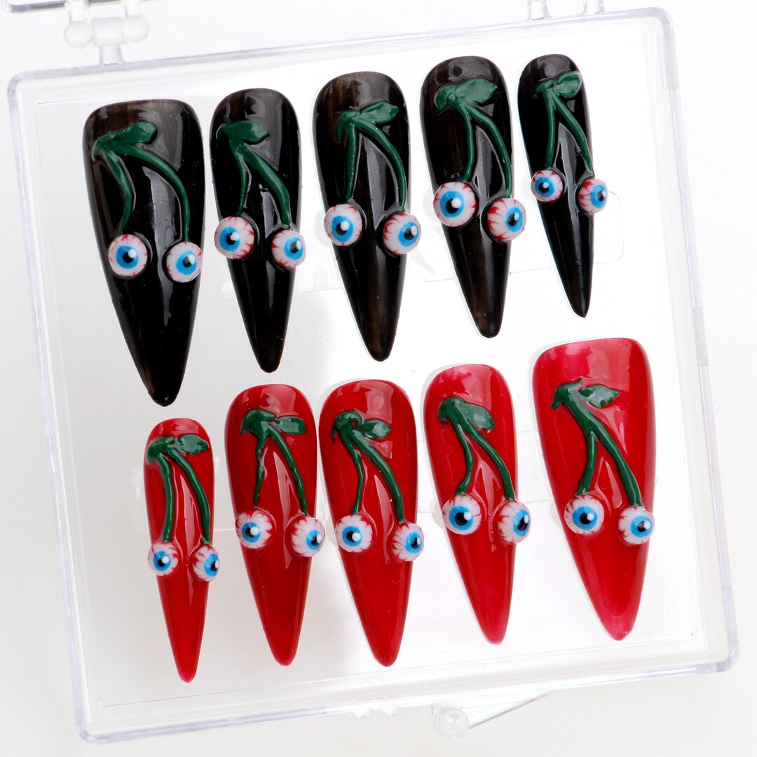 3D Wacky Eye Press on Nails,custom Hand Painted Nails,freestyle Nail ...