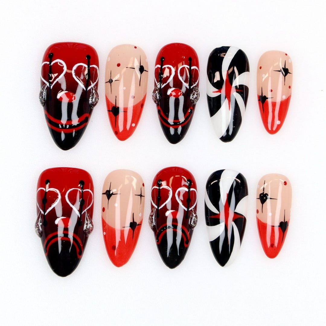 3D Red Crying Clown Mask Press on Nails: Spooky Halloween Nail Art - Etsy