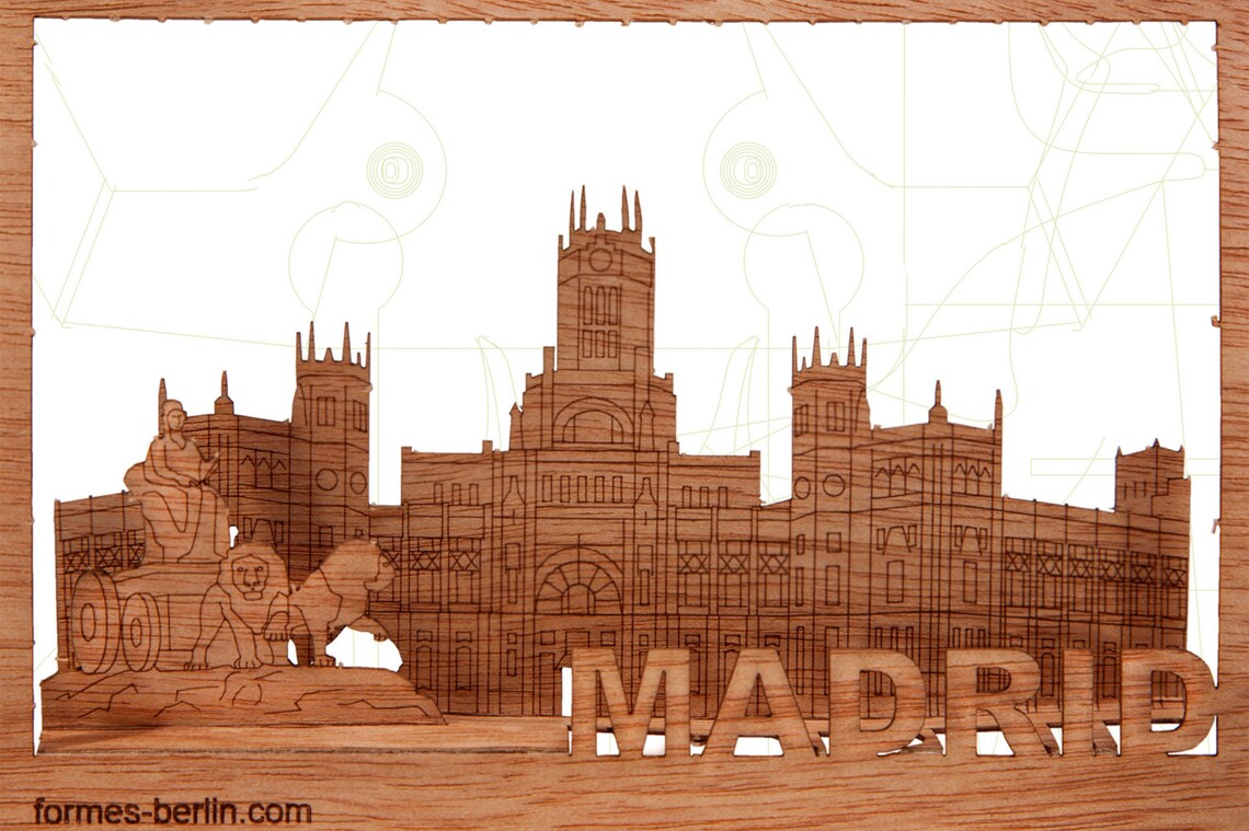 Wooden Postcard Madrid 3 Cards - Etsy