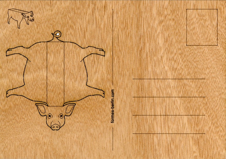 Wooden Postcard Pig 3 Cards - Etsy