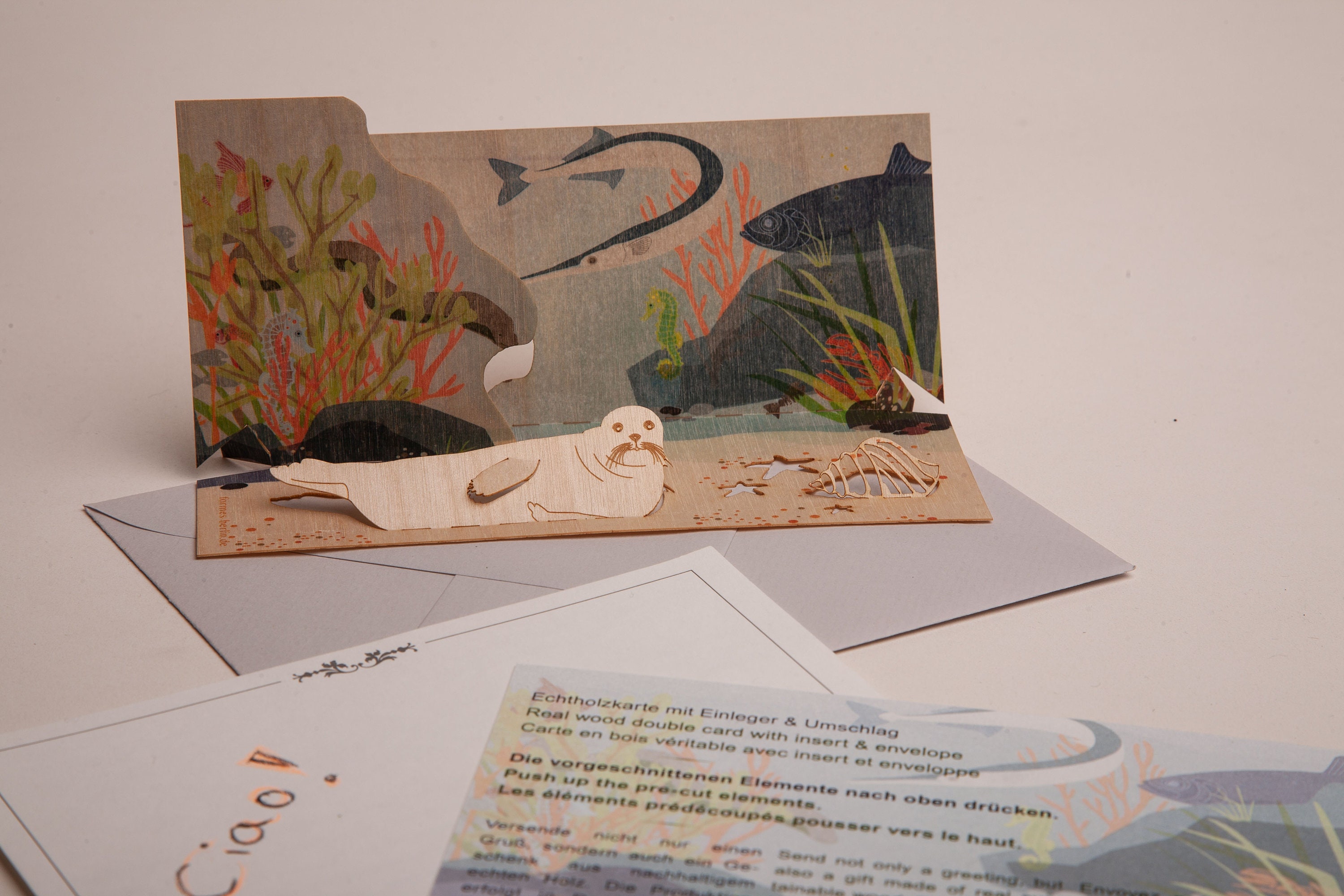 3 Wooden Pop up Cards With Envelope Seal - Etsy